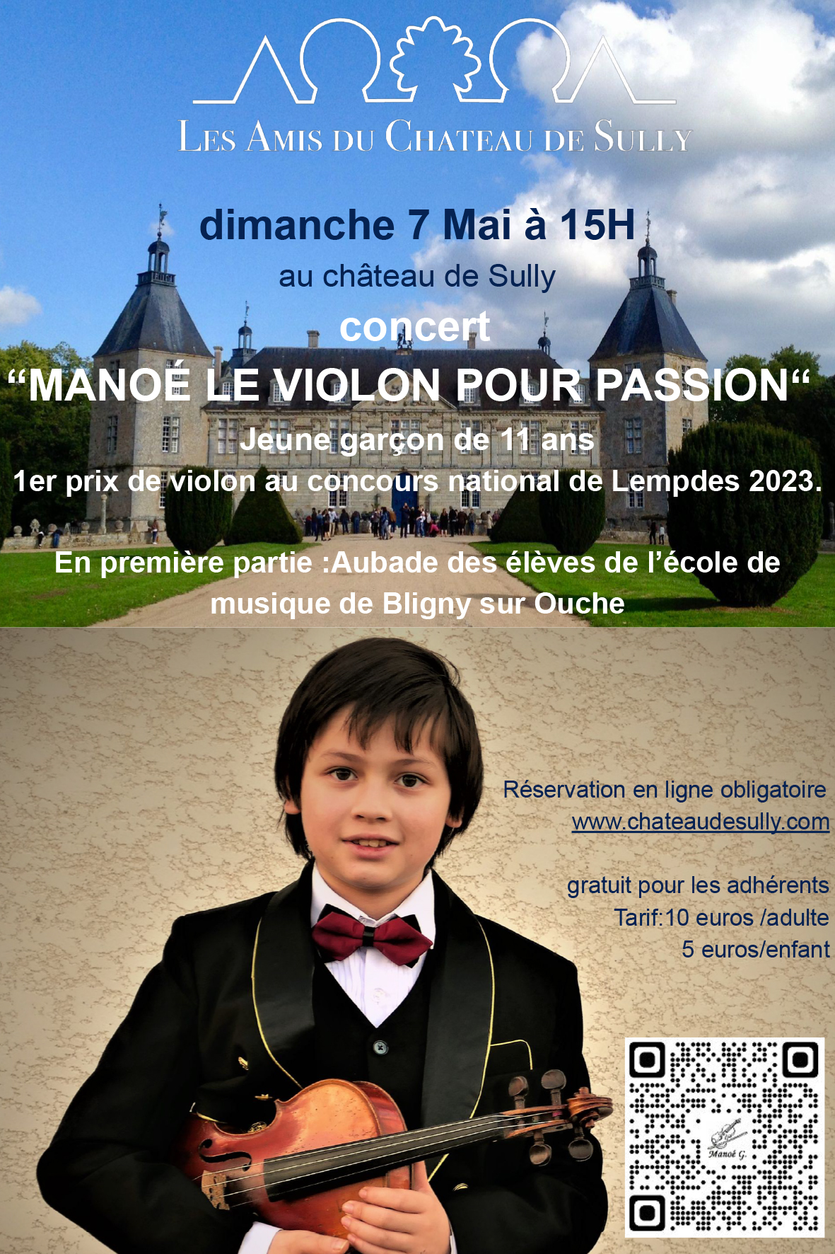 Concert “Manoé le violon pour passion” au Château de Sully • macommune.info